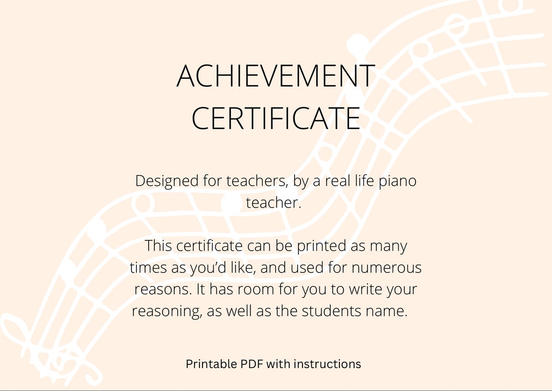 Music Lesson Certificate, Achievement Certificate,music Lesson ...