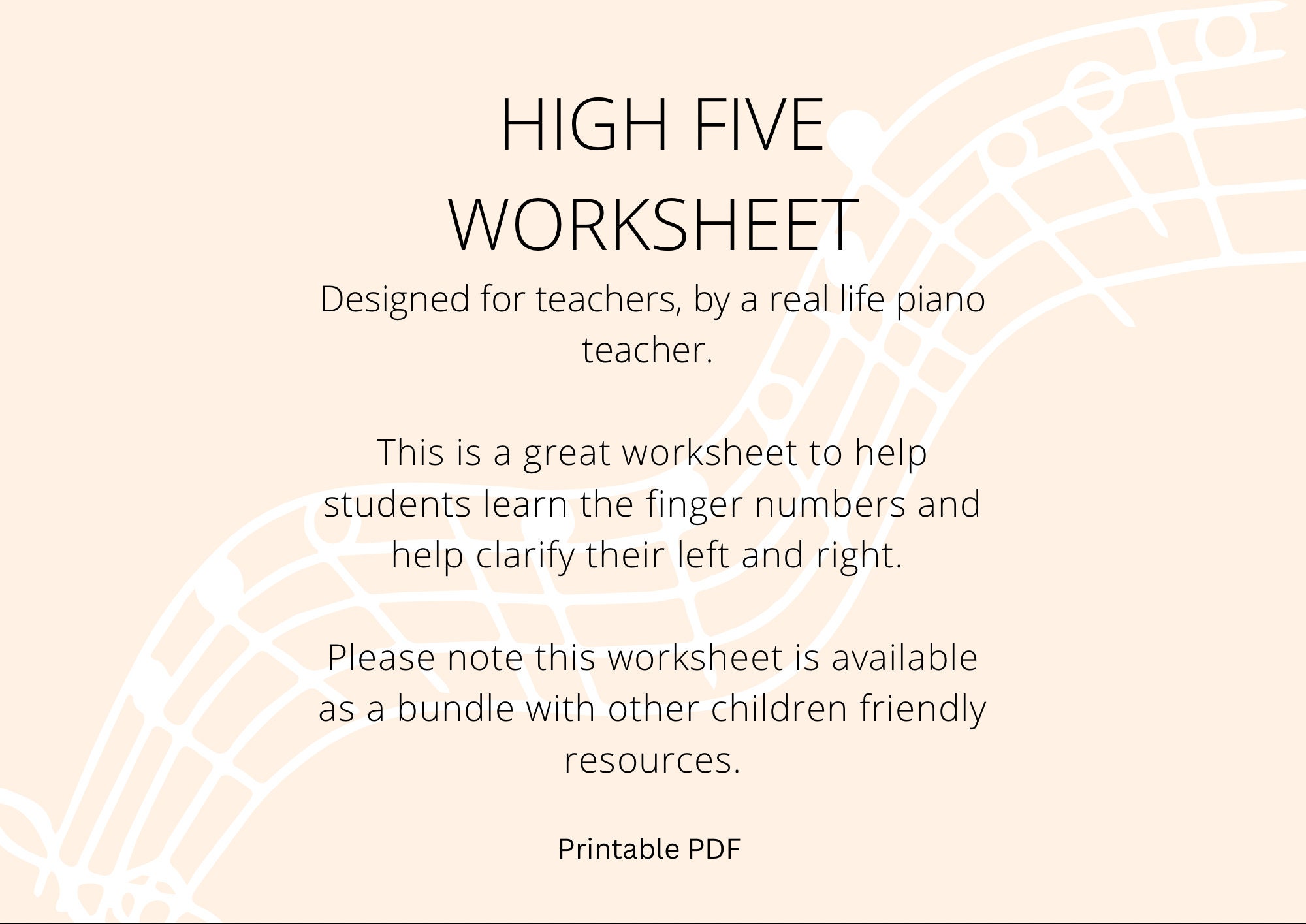 High Five Worksheet,music Theory,music Lessons, Piano Lessons, Student ...
