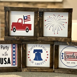 Patriotic Framed Signs Americana Decor USA Tiered Tray | Etsy