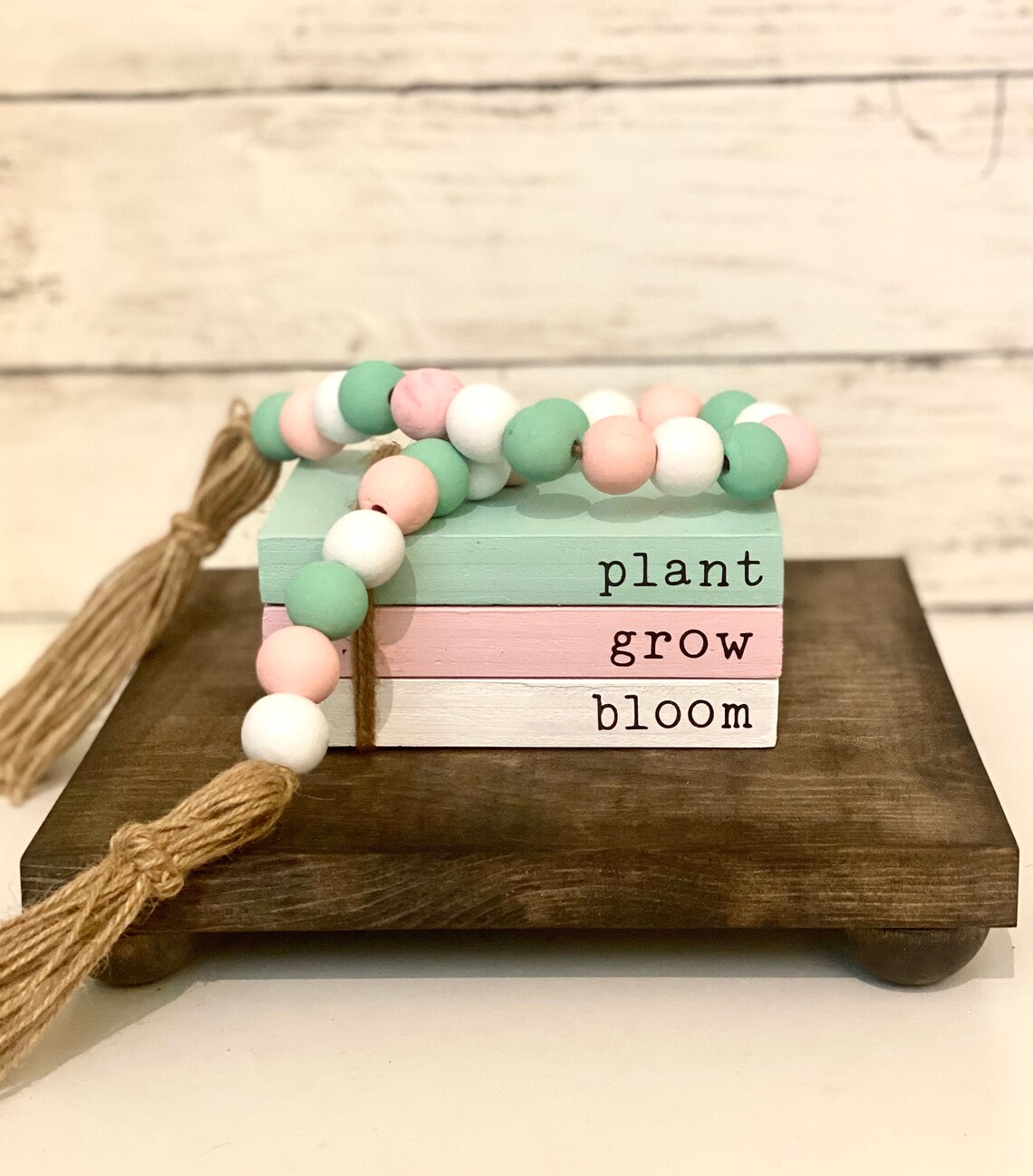 Spring Tiered Tray Decor, Spring Riser Decor, Wood Sign, Book Stack ...