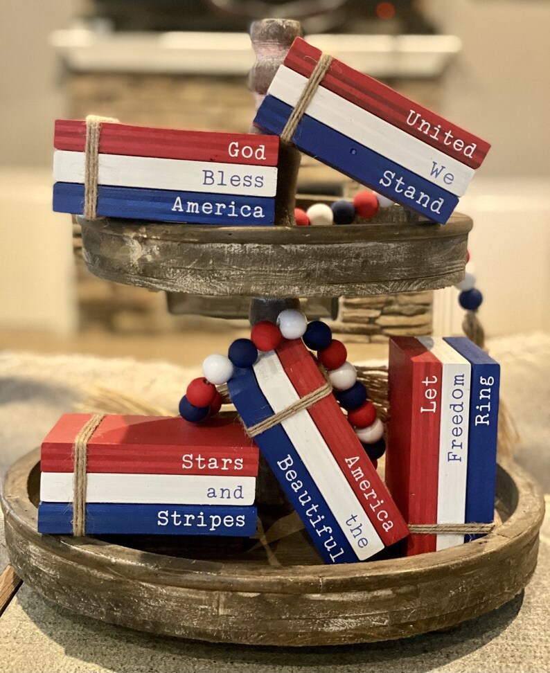 Patriotic Book Stacks Summertime Book Bundles USA Decor | Etsy