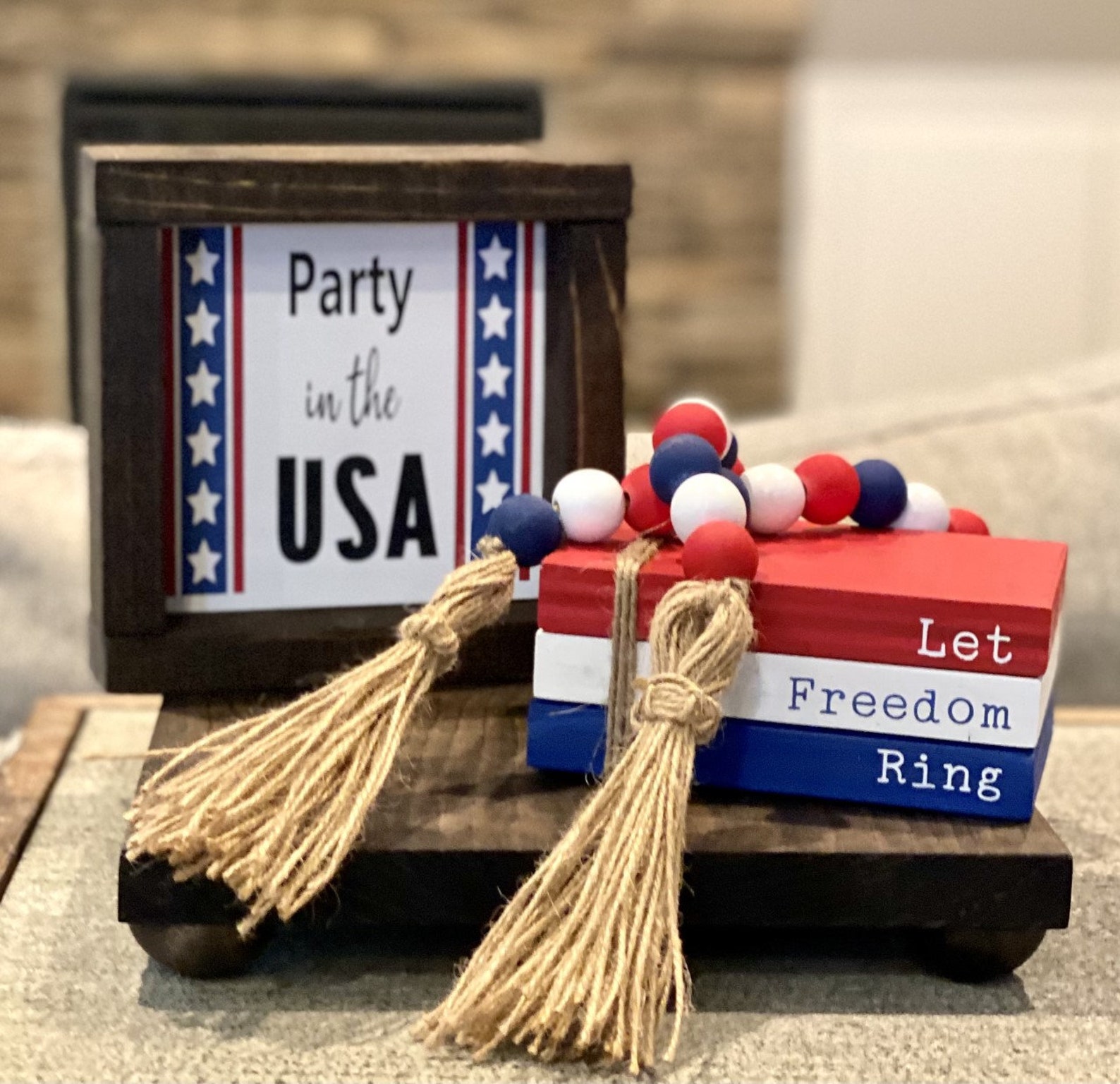 Patriotic Book Stacks | Summertime Book Bundles | USA Decor | Farmhouse ...