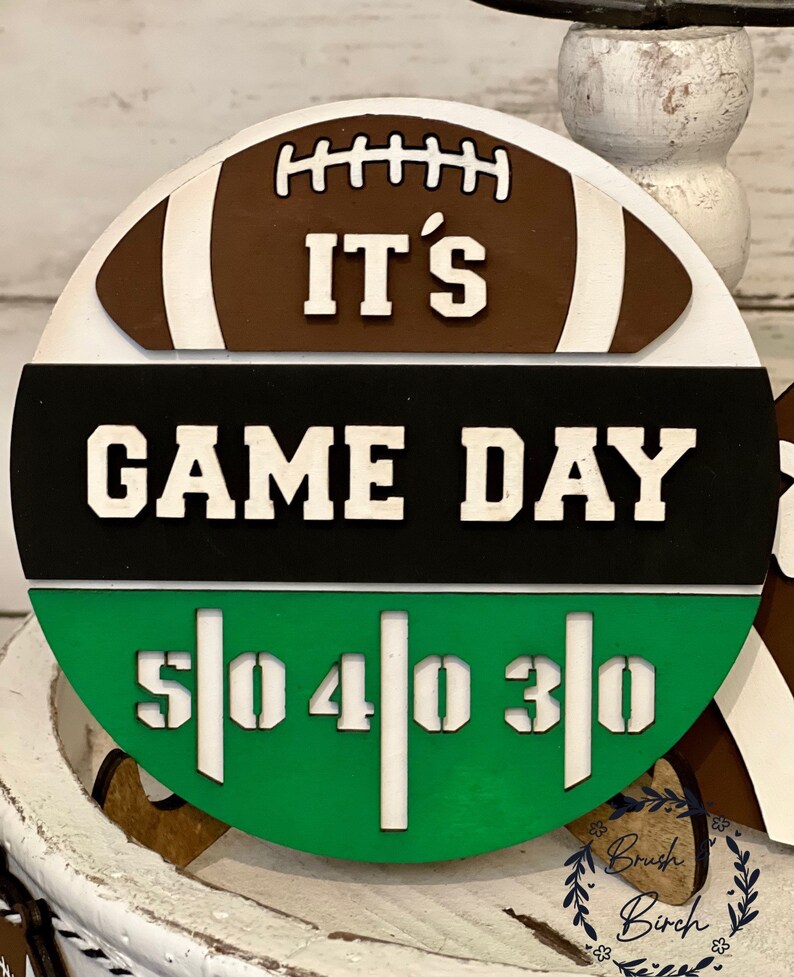 Football Tiered Tray Decor, Game Day Wooden Signs - Etsy