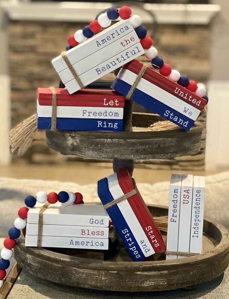 Patriotic Book Stacks Summertime Book Bundles USA Decor | Etsy