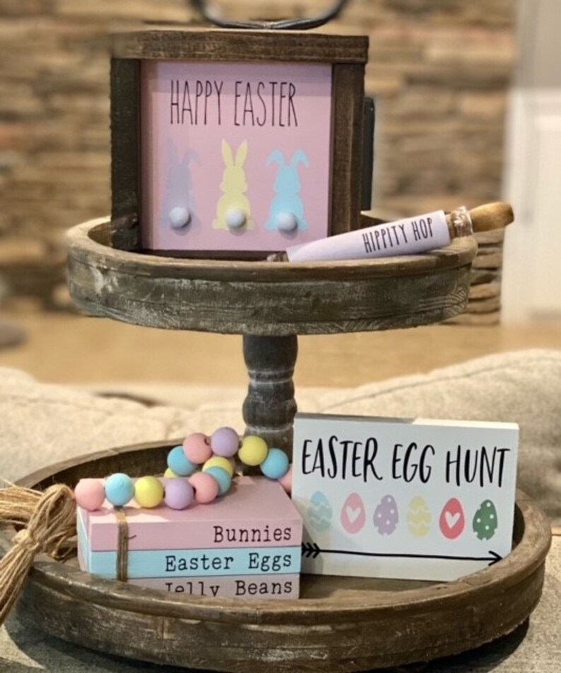 Easter Rolling Pins Easter Tiered Tray Décor Spring Tiered - Etsy