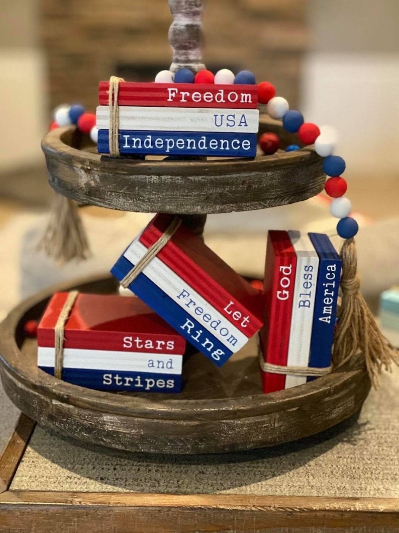 Patriotic Book Stacks Summertime Book Bundles USA Decor | Etsy