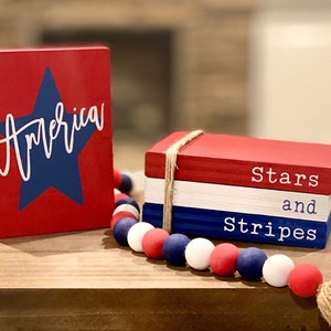 Patriotic Book Stacks | Summertime Book Bundles | USA Decor | Farmhouse ...
