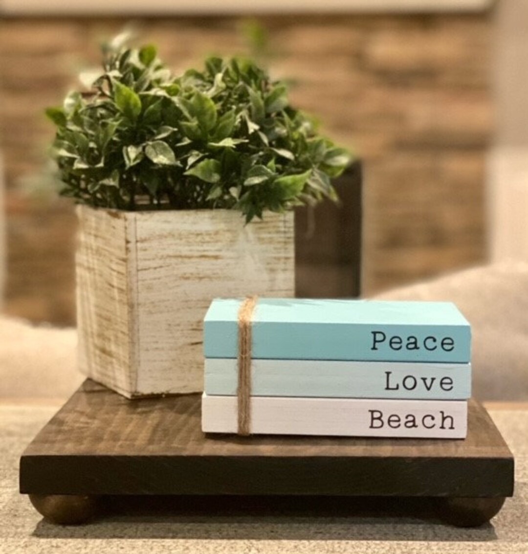Beach Book Stack, Mini Book Bundle, Beach Tiered Tray Decor, Wooden ...