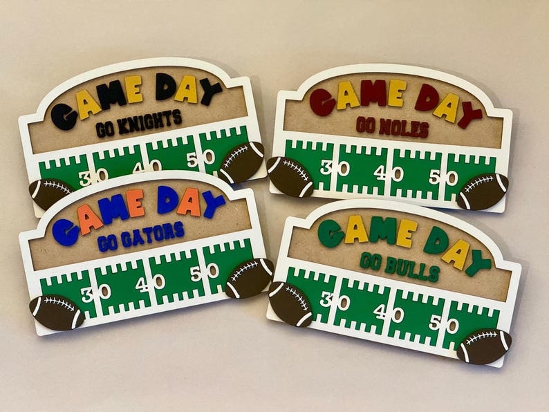 Personalized Football Team Sign, Handmade Game Day Decor - Etsy