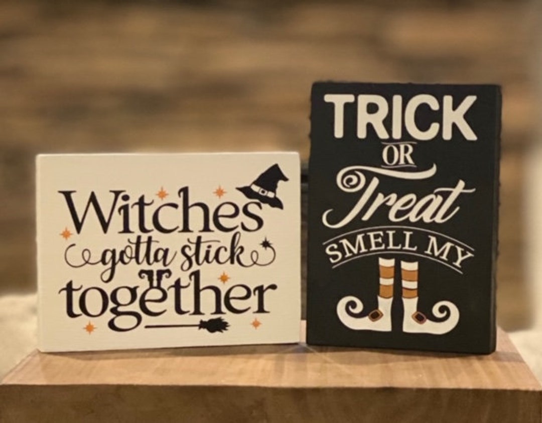 Hand-painted Wood Halloween Sign | Tiered Tray Decor - Etsy