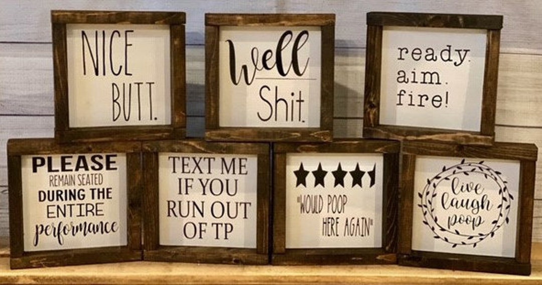 Bathroom Wood Sign, Restroom Wood Sign, Funny Bathroom Sign, Bathroom ...