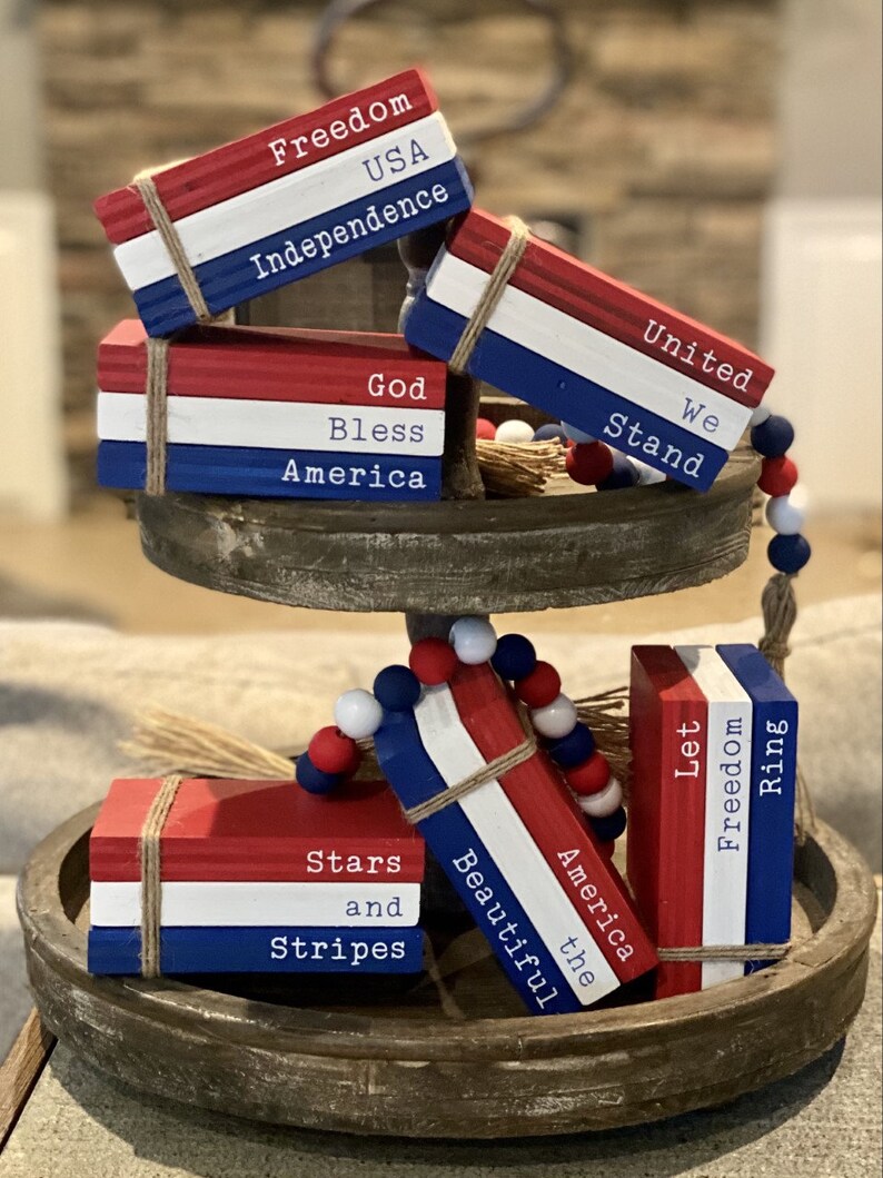 Patriotic Book Stacks Summertime Book Bundles USA Decor | Etsy