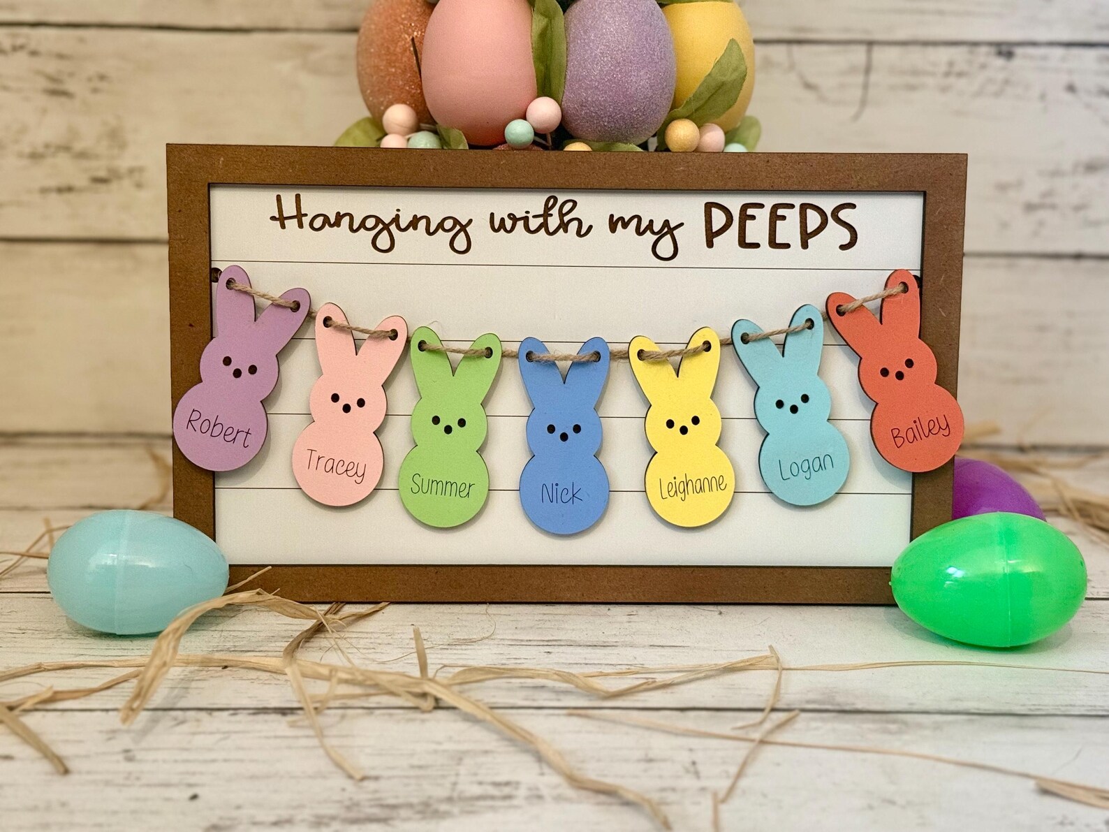 Personalized Easter Sign, Hanging With My Peeps, Easter Sign ...