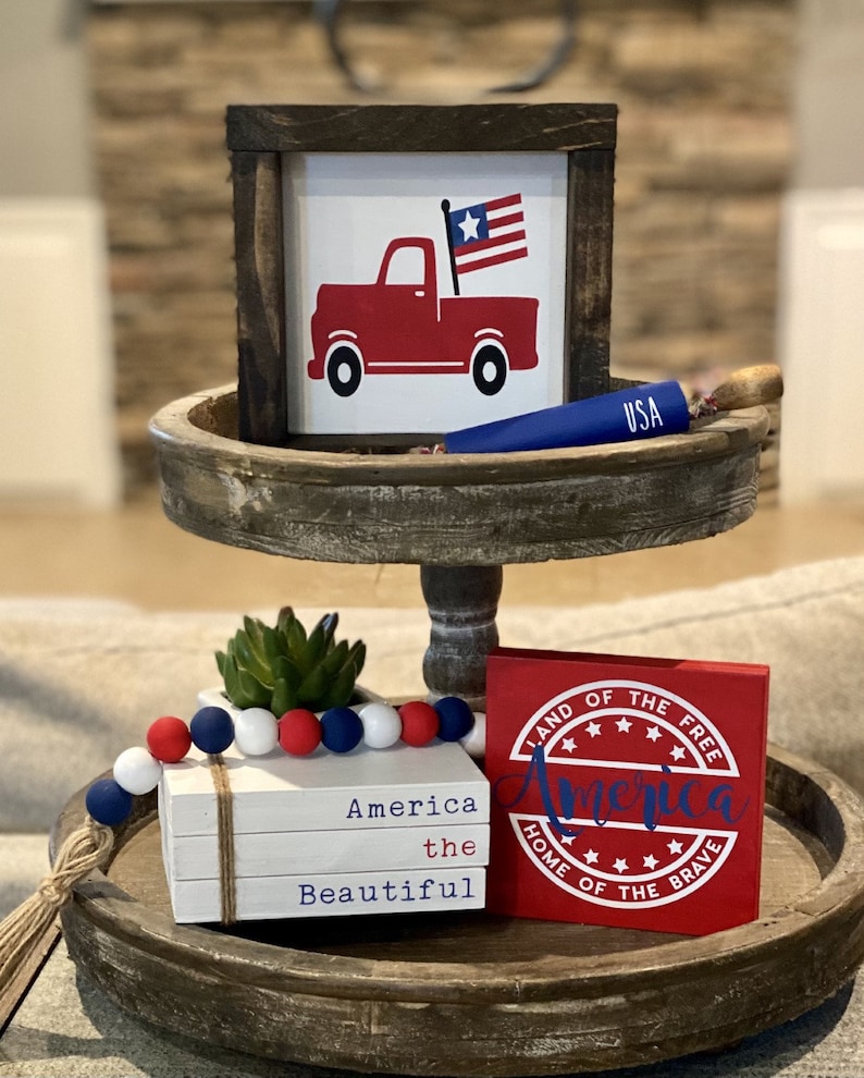 Patriotic Book Stacks | Summertime Book Bundles | USA Decor | Farmhouse ...