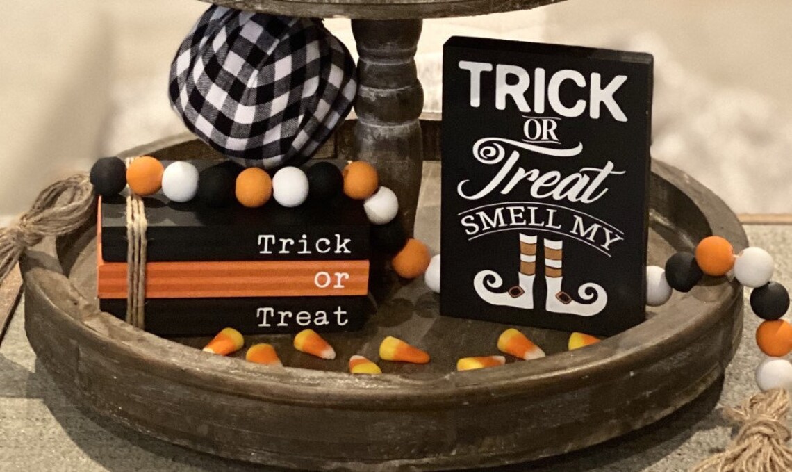 Halloween Decor-5 Piece Set-beaded Garland-rolling Pin-book Bundle ...