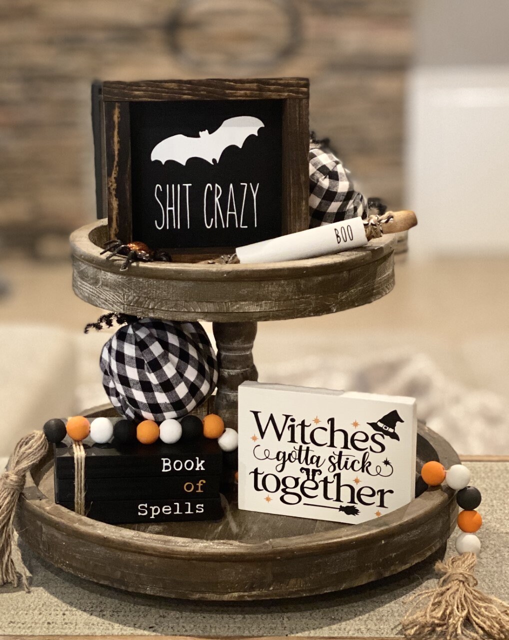 Hand-painted Halloween Wood Sign | Tiered Tray Decor - Etsy