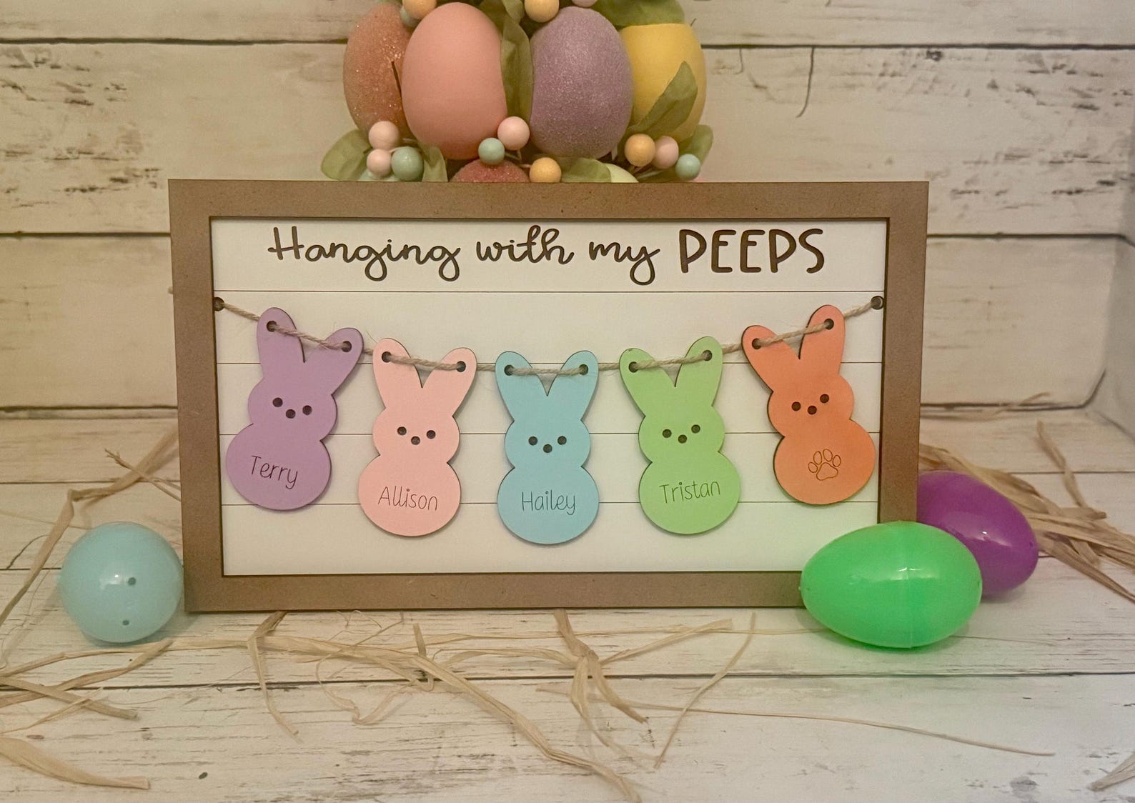 Personalized Easter Sign, Hanging With My Peeps, Easter Sign ...