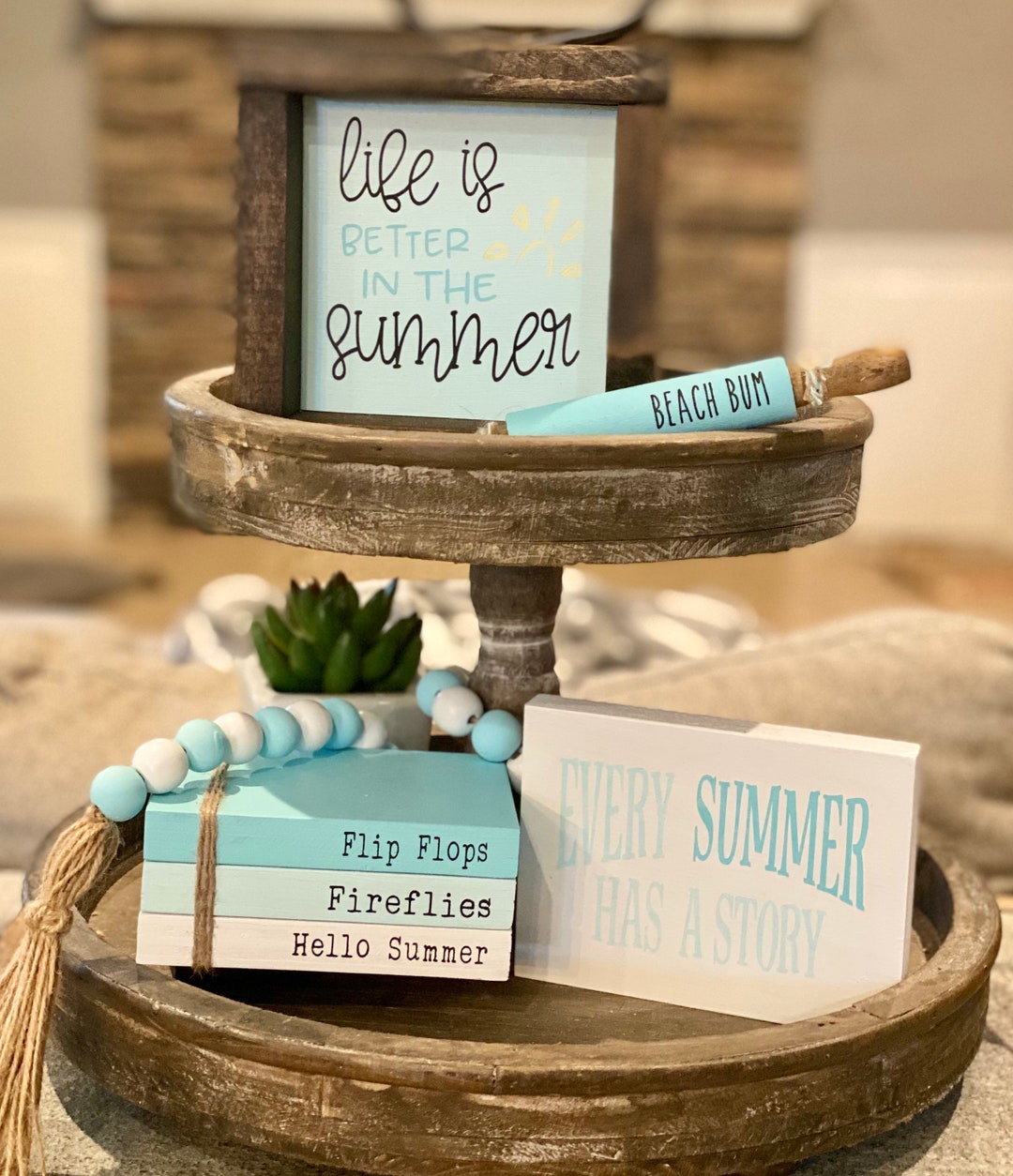 Beach Bundle Rustic Farmhouse Decor for Tiered Trays-5 Piece Set - Etsy
