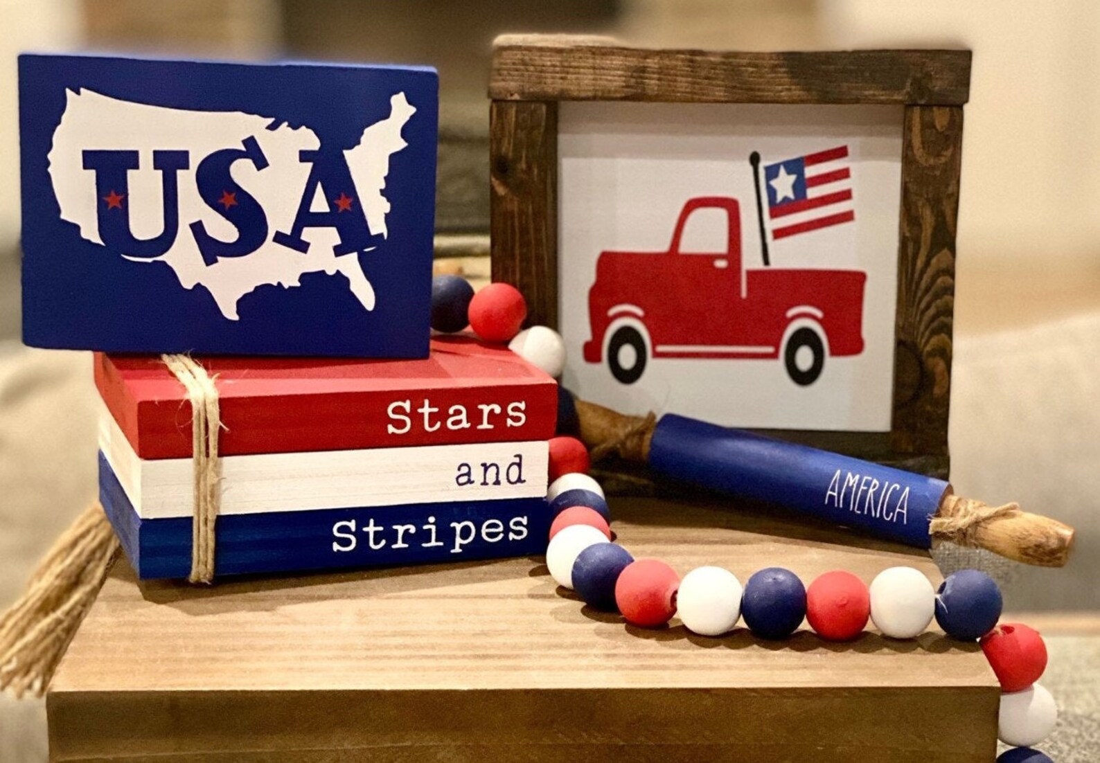 Patriotic Book Stacks Summertime Book Bundles USA Decor | Etsy