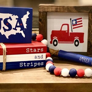Patriotic Book Stacks | Summertime Book Bundles | USA Decor | Farmhouse ...