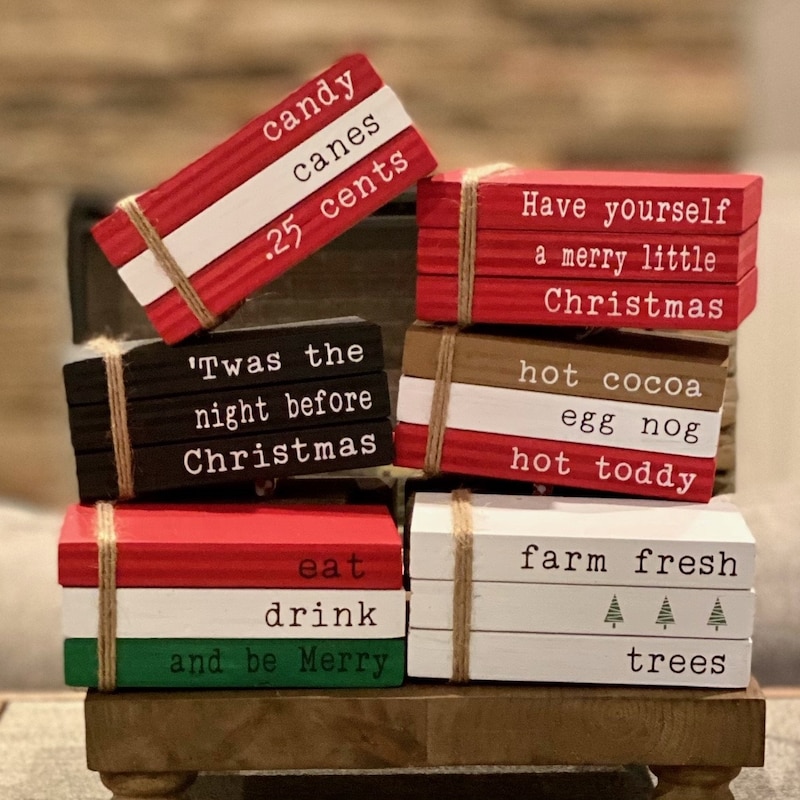 Christmas Book Stack - Etsy