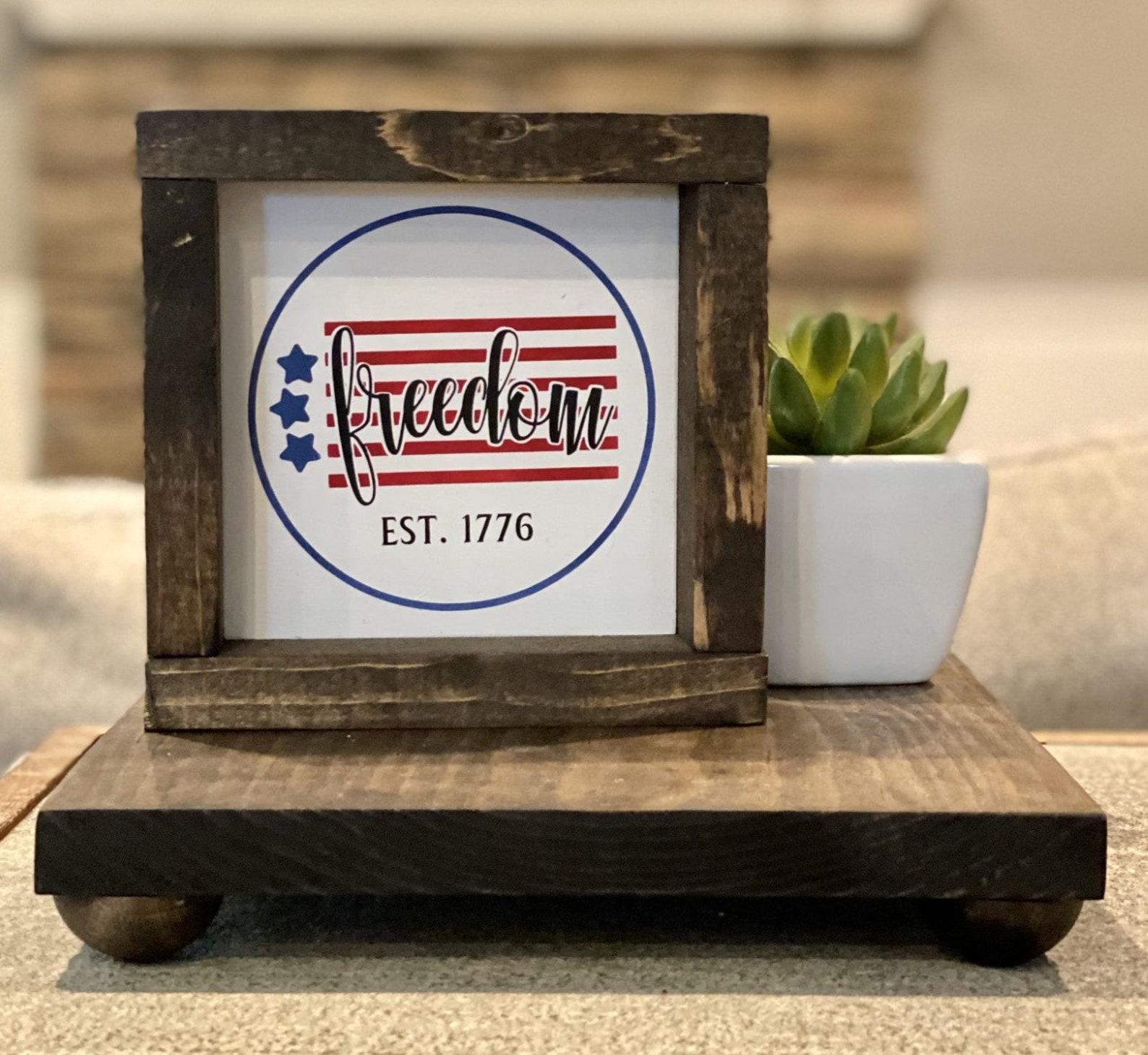 Patriotic Framed Signs Americana Decor USA Tiered Tray | Etsy