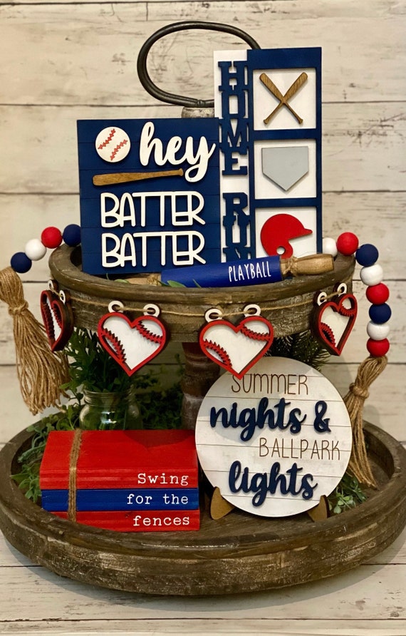 Baseball Tiered Tray Decor Baseball Tiered Tray Tiered Tray | Etsy