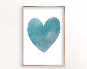 Teal Blue Heart | Etsy