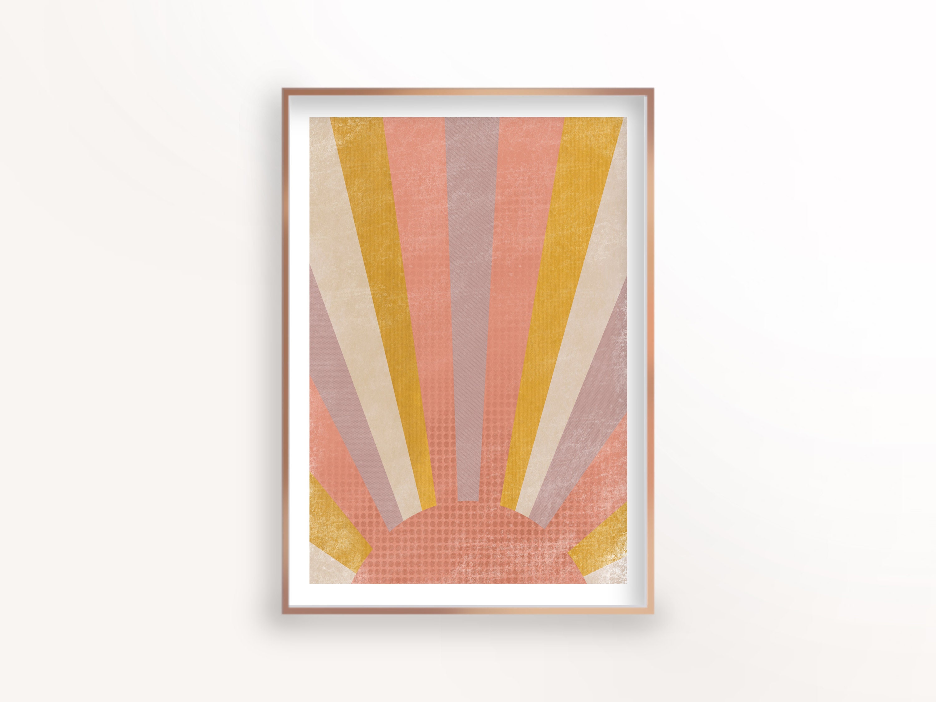 Retro Sun Art, Mid Century Print, Retro Wall Decor, Sun Rays Poster ...