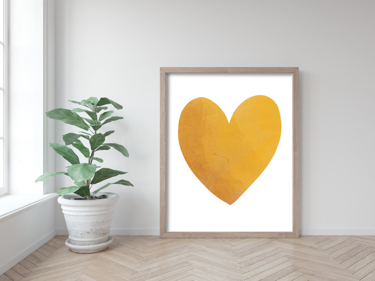 Mustard Yellow Heart Wall Art Minimalist Heart Nursery - Etsy India