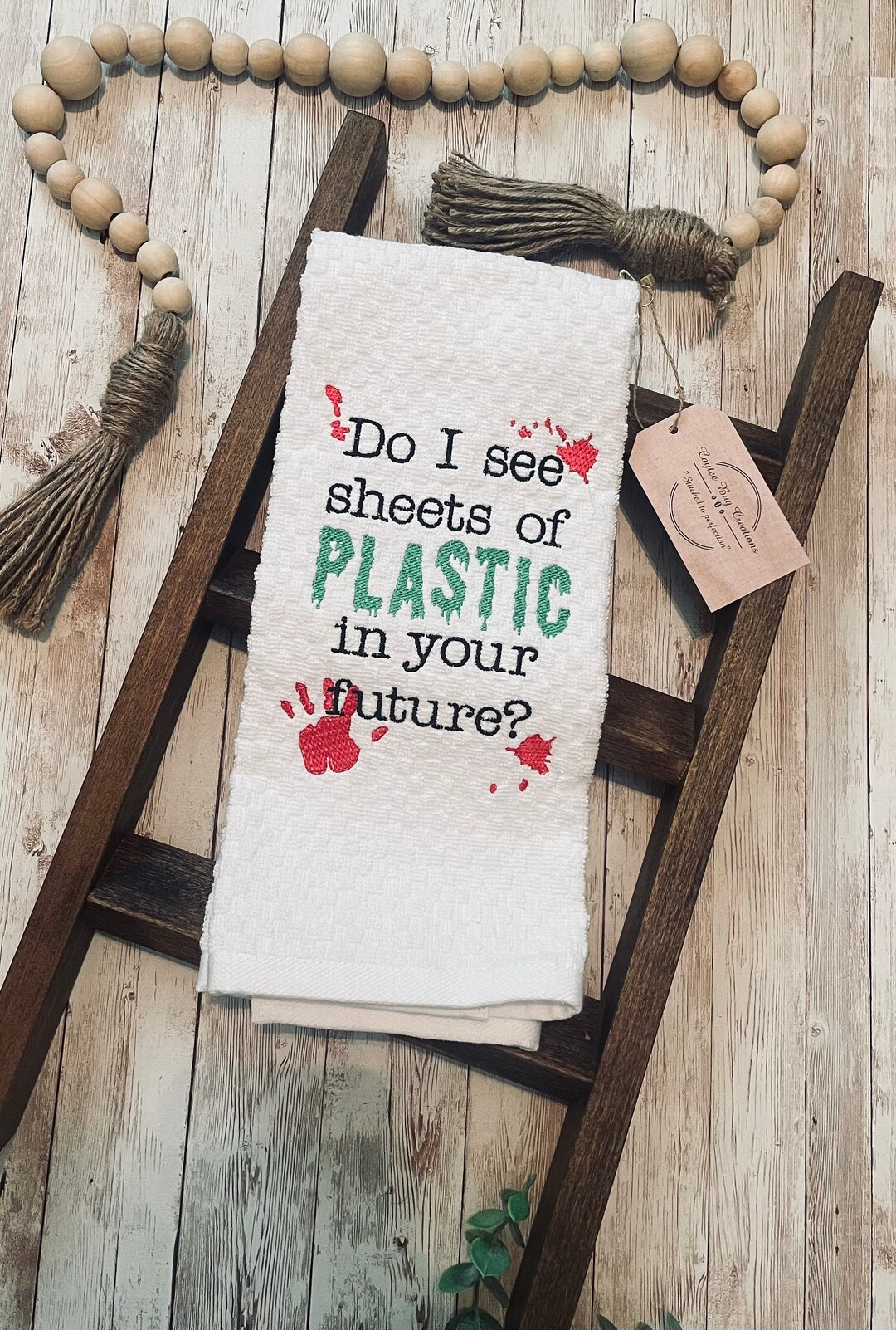 True Crime Decor Gift, Crime Junkie Tea Towel, Embroidered Kitchen Hand ...