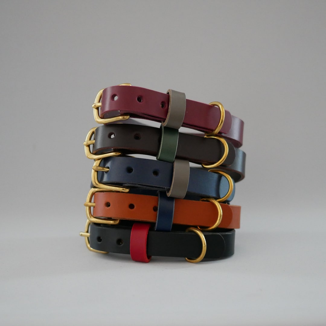 Vegetable Tanned Leather Dog Collars, With Solid Brass Fittings - Etsy