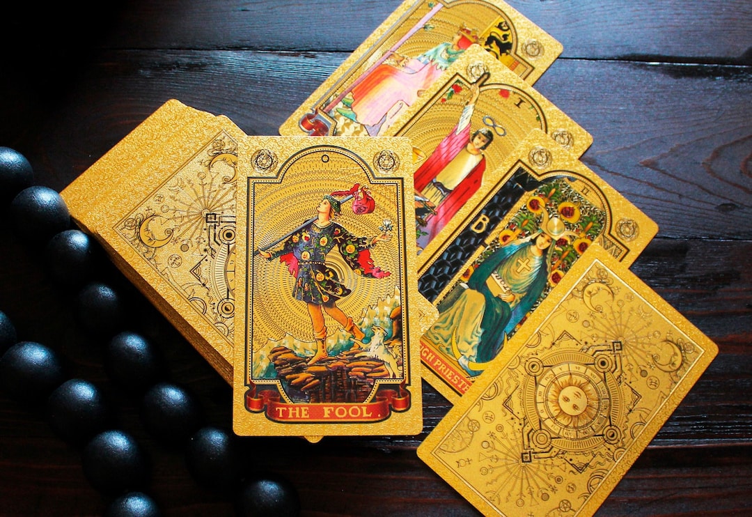 Gold Foil Tarot Cards Classic Tarot Deck 78 for Beginners With ...