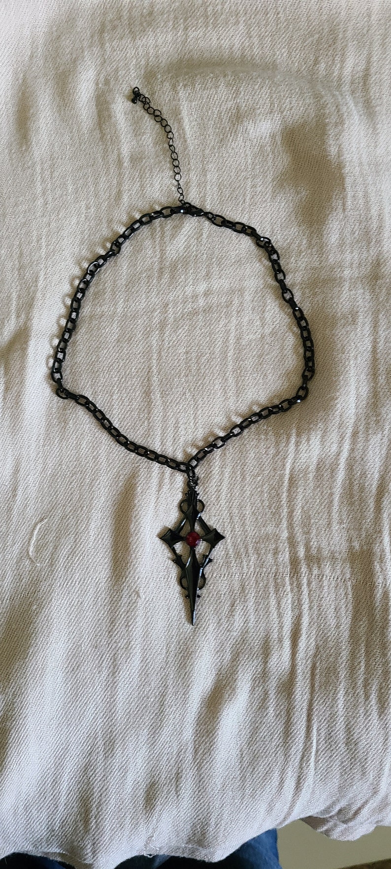 Vintage Vampire Cross Black Steel Necklace With Red Gemstone - Withcy ...