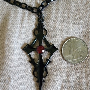 Vintage Vampire Cross Black Steel Necklace With Red Gemstone - Withcy ...