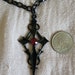 Vintage Vampire Cross Black Steel Necklace With Red Gemstone - Withcy ...