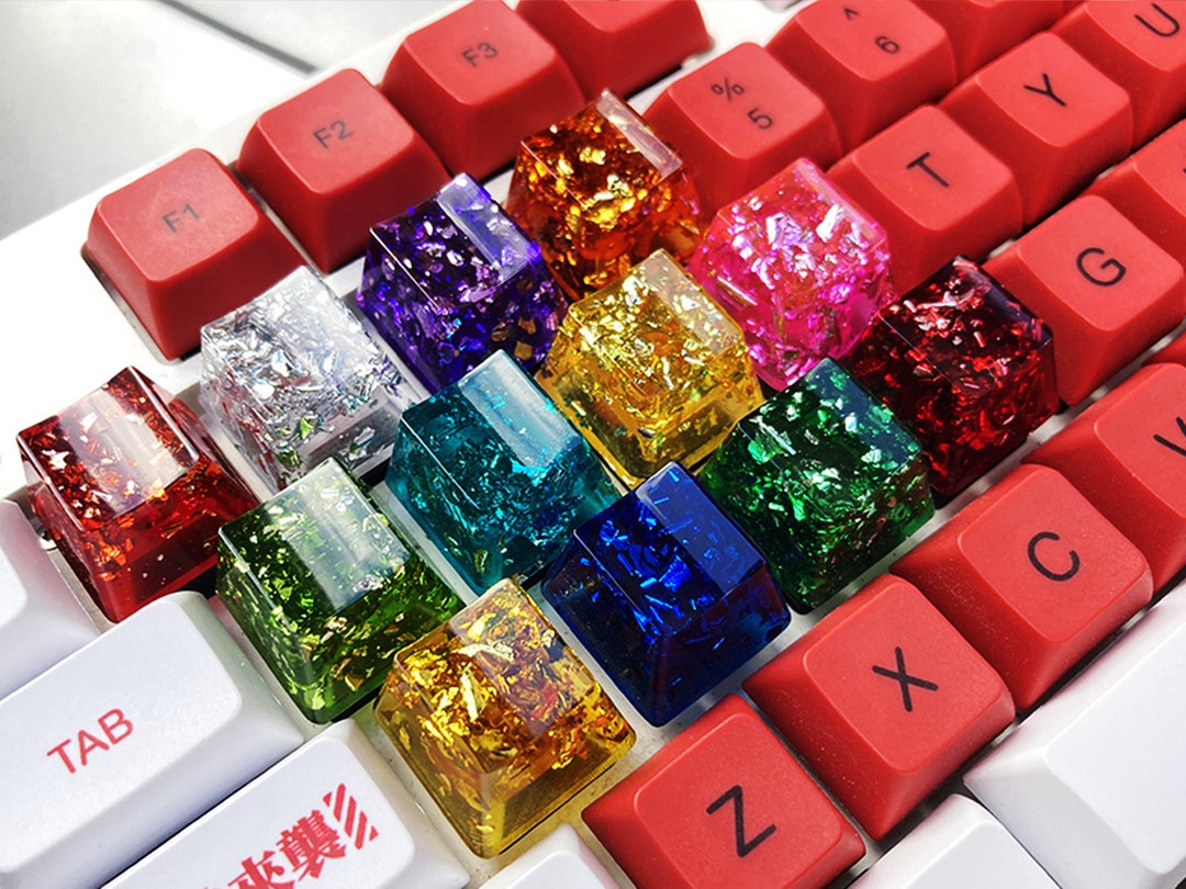 Resin Artisan Keycap Multicolor Foils Keycaps Backlit - Etsy