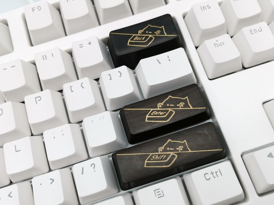 Hand Carved Bongo Cat Ebony Solid Wood Keycap Set Enter Shift - Etsy UK