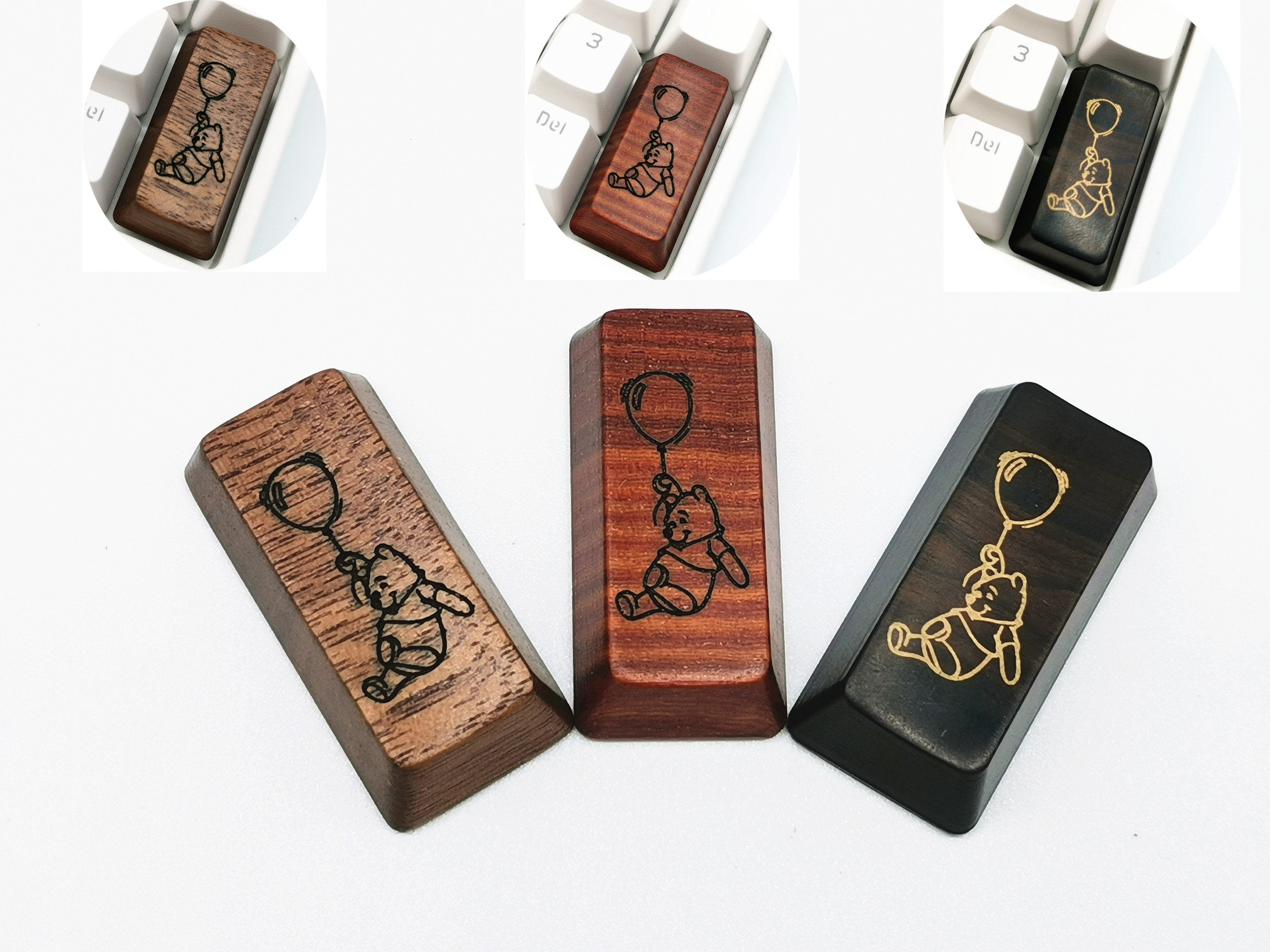 Numerical Enter Keycap Pooh Bear and Balloon Handmade Engraved | Etsy