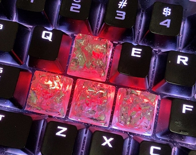 Custom Artisan Gaming Keycaps Silver Foils Resin Backlit Keycap ...