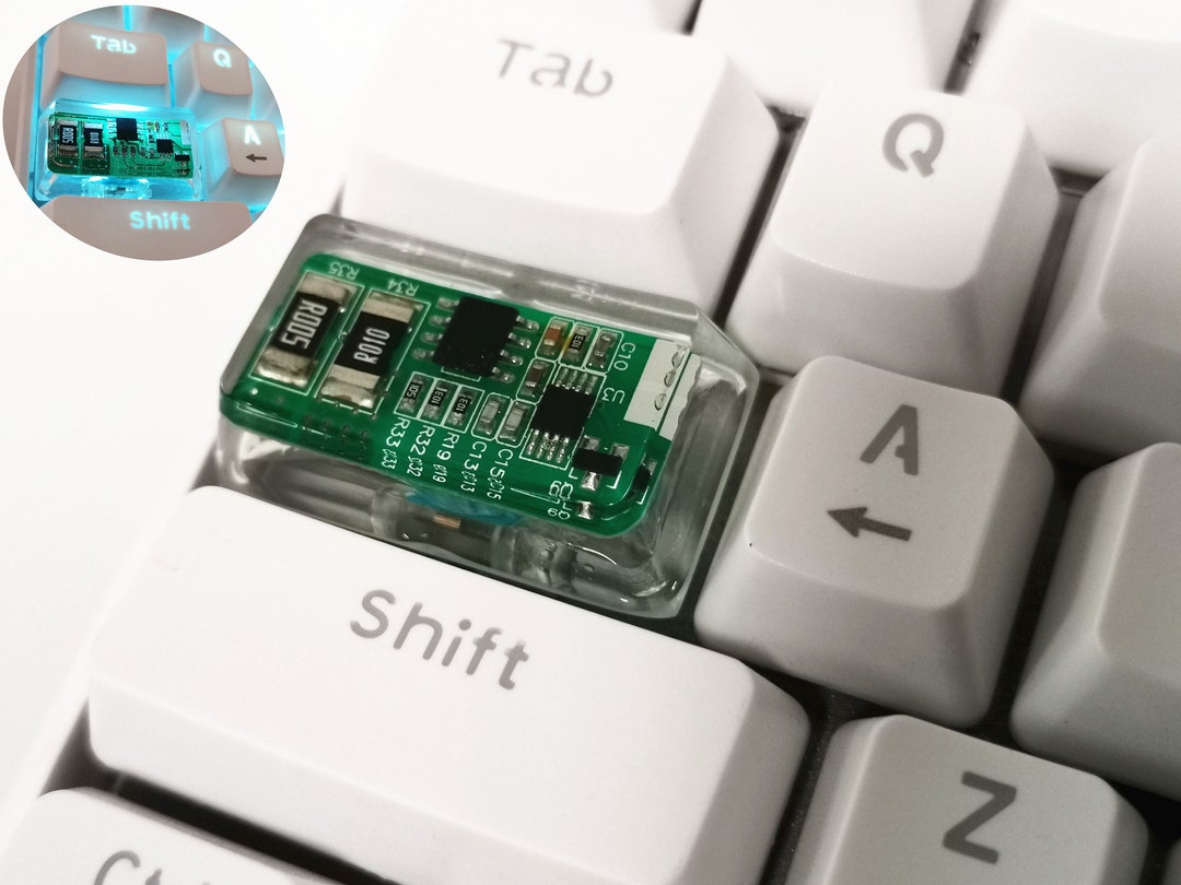 Backlit Circuit Board Caps Lock Keycap,custom Artisan Resin & Metal ...