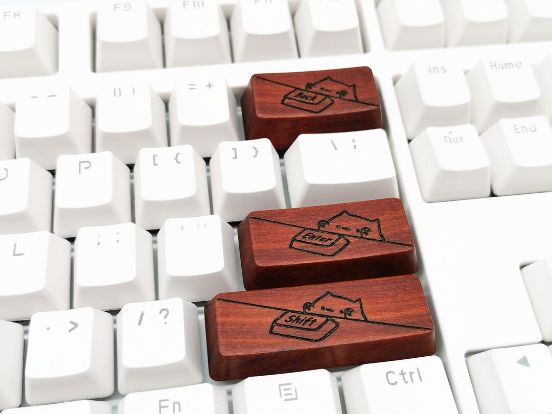 Hand Carved Rosewood Keycap Bongo Cat Solid Wood Set Enter Shift ...
