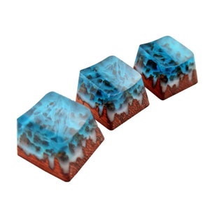 Handmade Backlit Artisan Keycap Snow Mountain Resin & Solid Wood ...