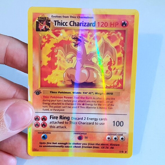 Thicc Charizard Holographic Custom Made Pokemon Card Etsy