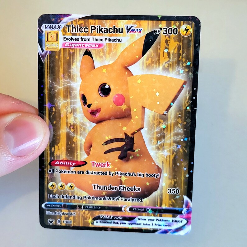 Thicc Pikachu Vmax Tarjeta Pokemon holográfica hecha a | Etsy España