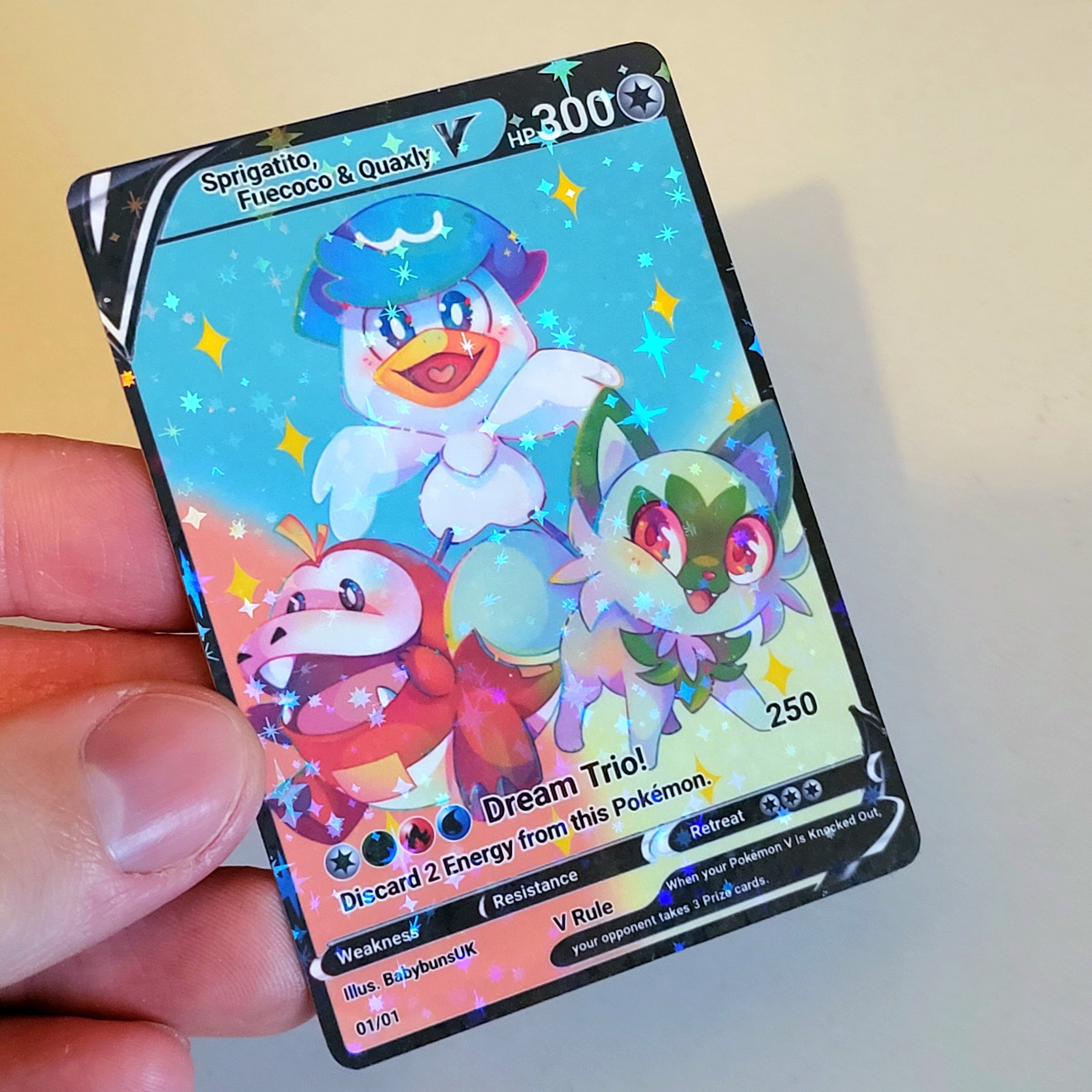 Sprigatito Fuecoco Quaxly V Holo Custom Made Pokemon Card | Etsy India