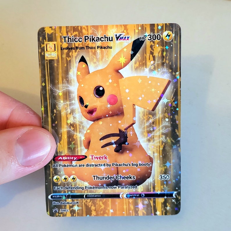 Thicc Pikachu Vmax Holographic Custom Made Pokemon Card - Etsy UK