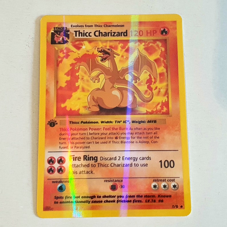 Thicc Charizard Holographic Custom Made Pokemon Card - Etsy UK