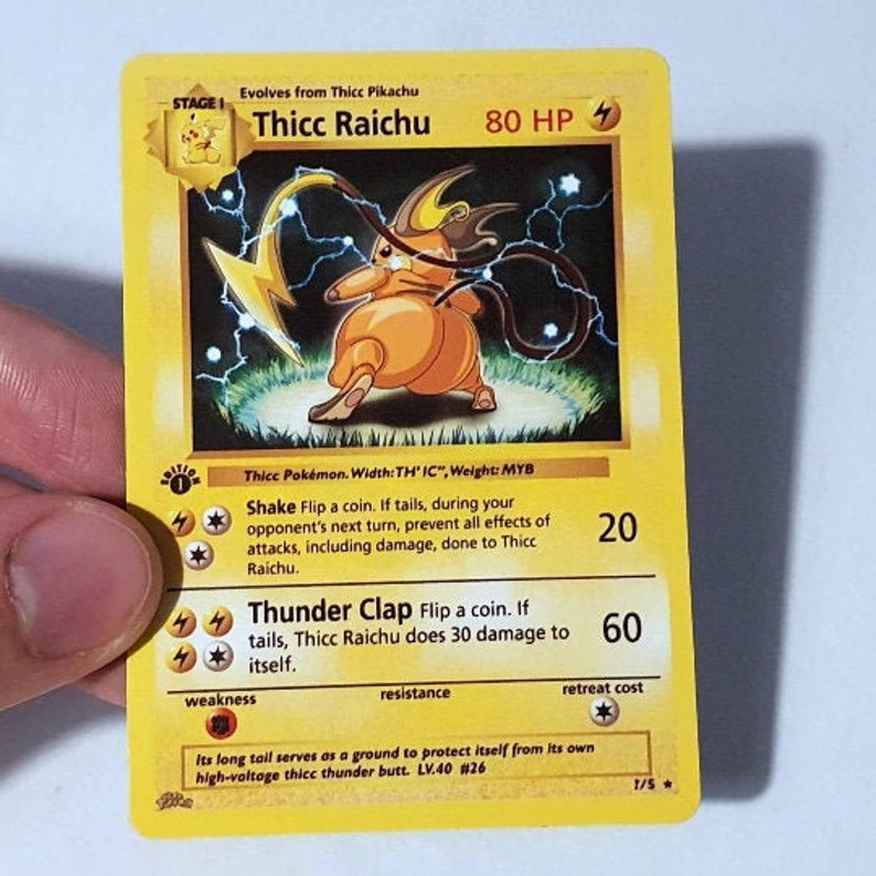 Thicc Raichu Holographic Custom Made Pokemon Card - Etsy Canada