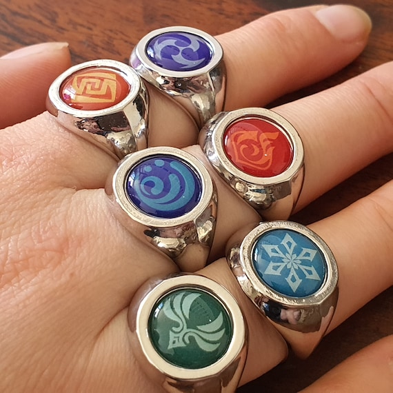 Genshin Impact Rings Adjustable Elements Rings Pyro Geo | Etsy UK